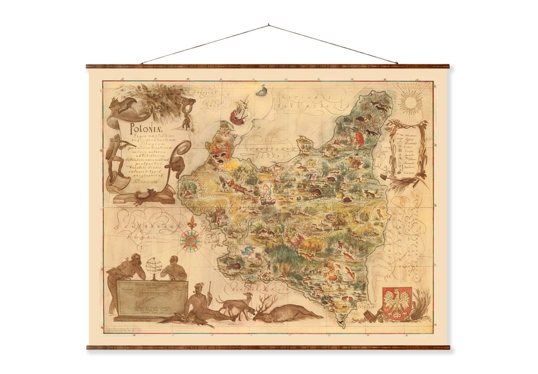 Poland Wall Map: Vintage Canvas Scroll - Antique Style Decor - Etsy