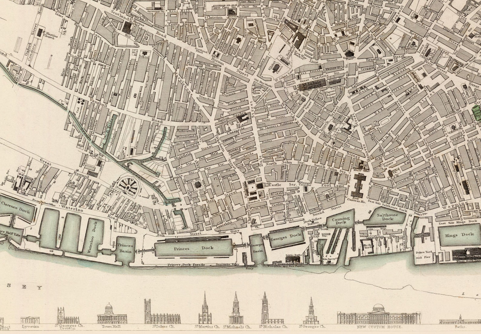 Map of Liverpool Vintage European City Map on Ready to Hang - Etsy
