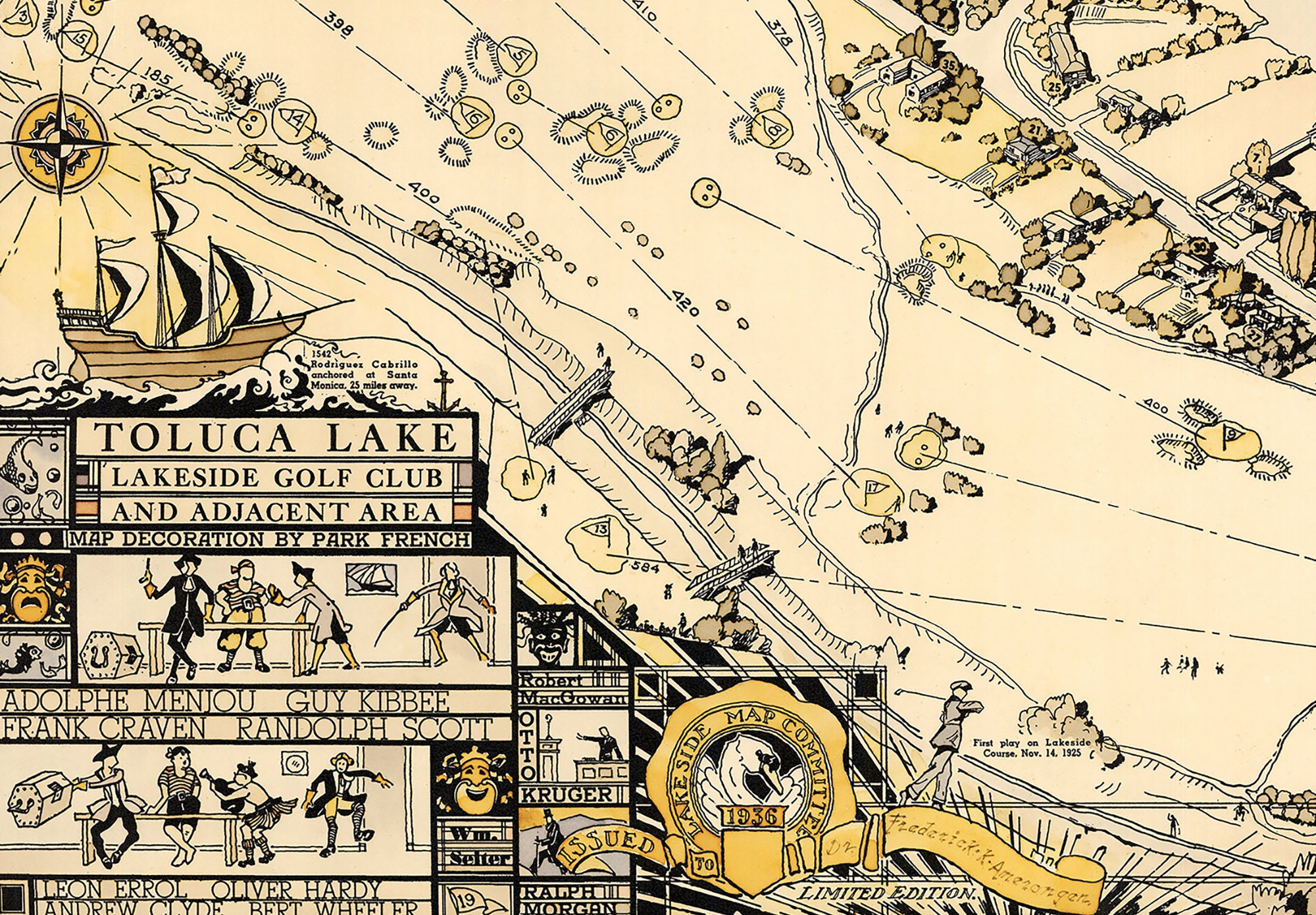 Toluca Lake Map Poster Print Vintage Wall Decor Golf Course | Etsy