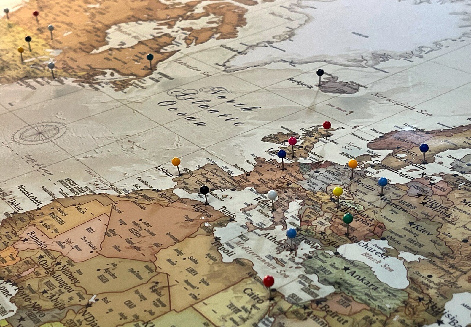 Travel Push Pin Map of the World Current up to Date Peel and - Etsy