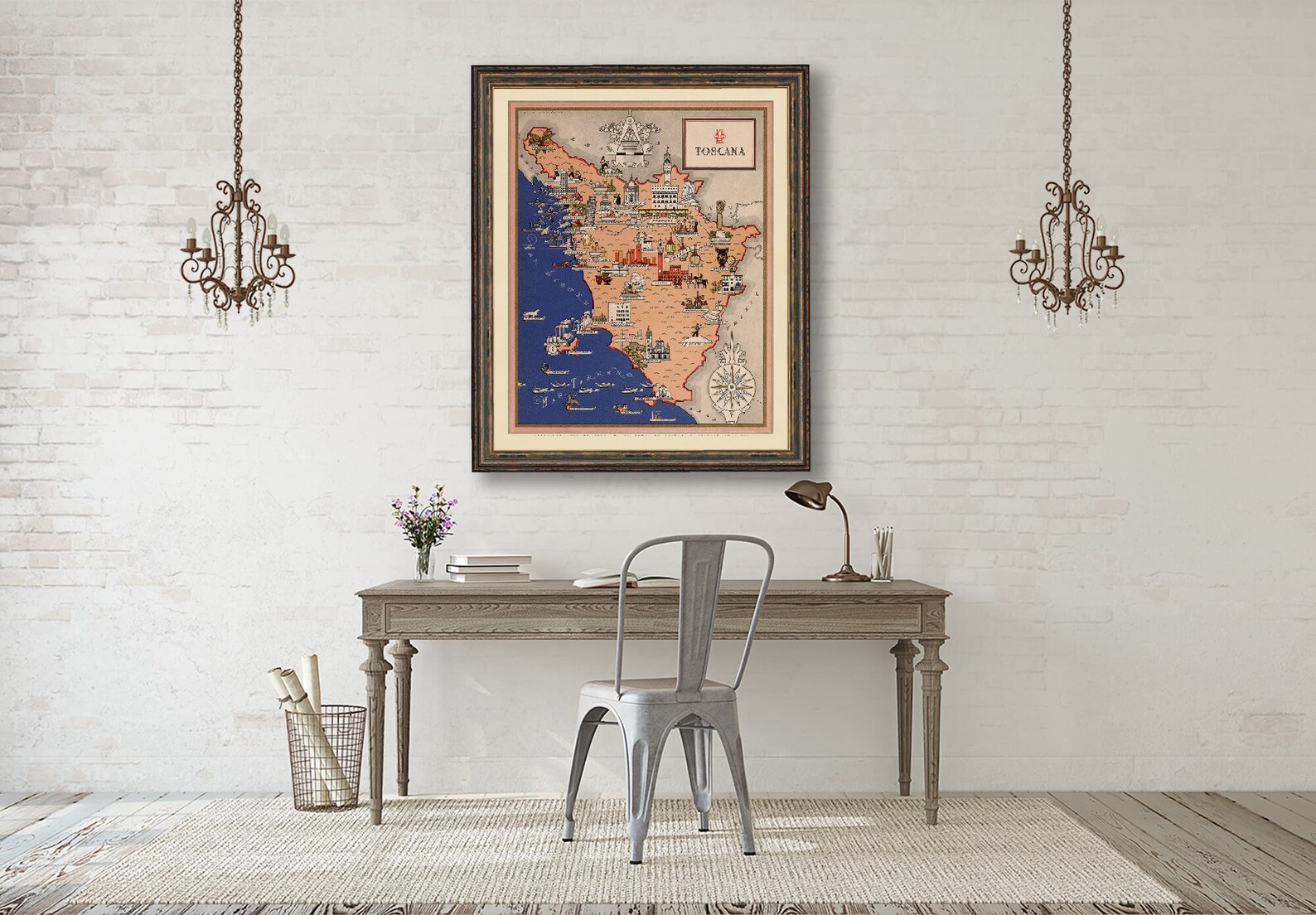 Map of Tuscany Italy Vintage European City Poster Print on | Etsy