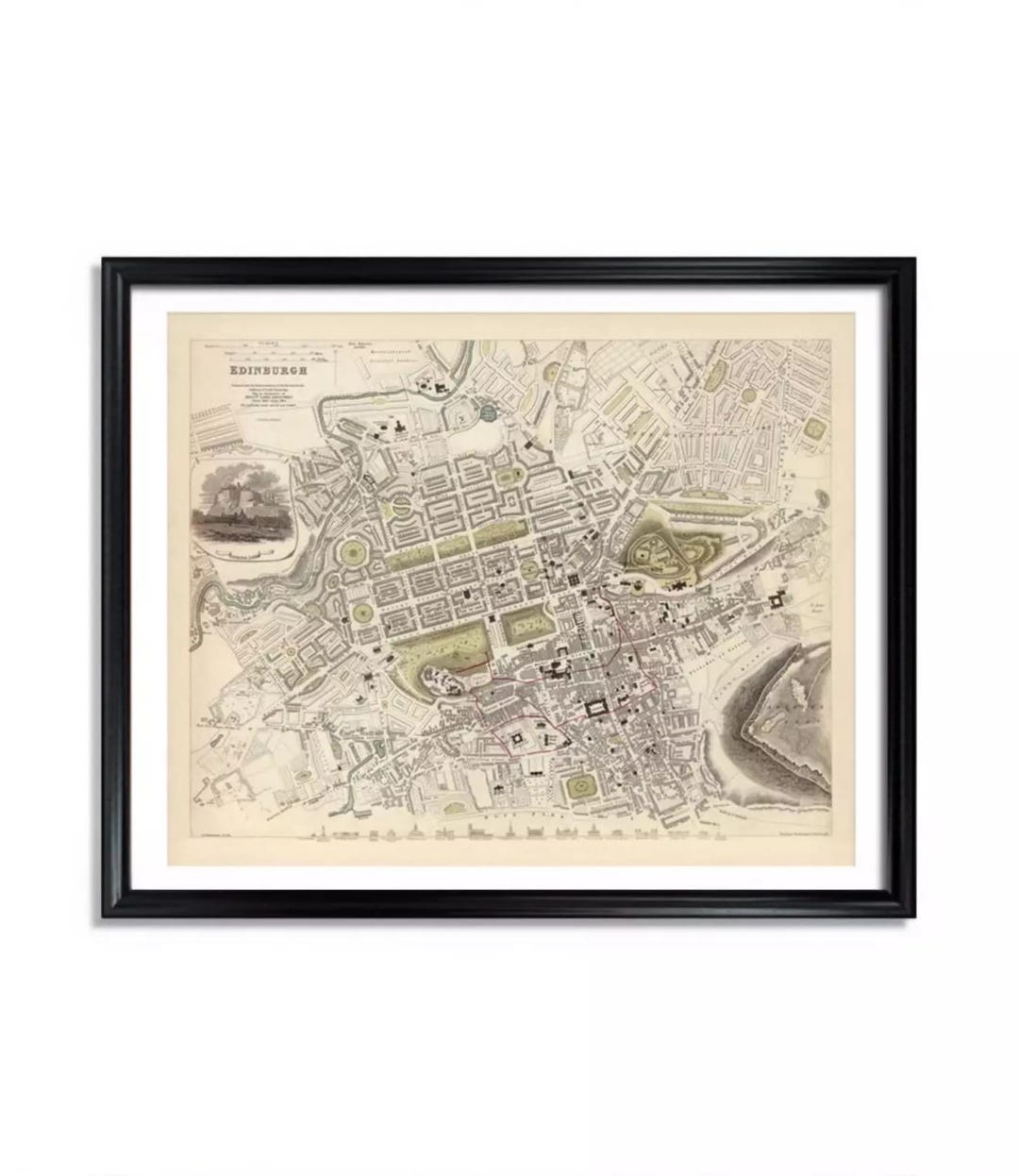 Edinburgh City Map Print: Vintage Style - Matte Paper Wall Art - Etsy