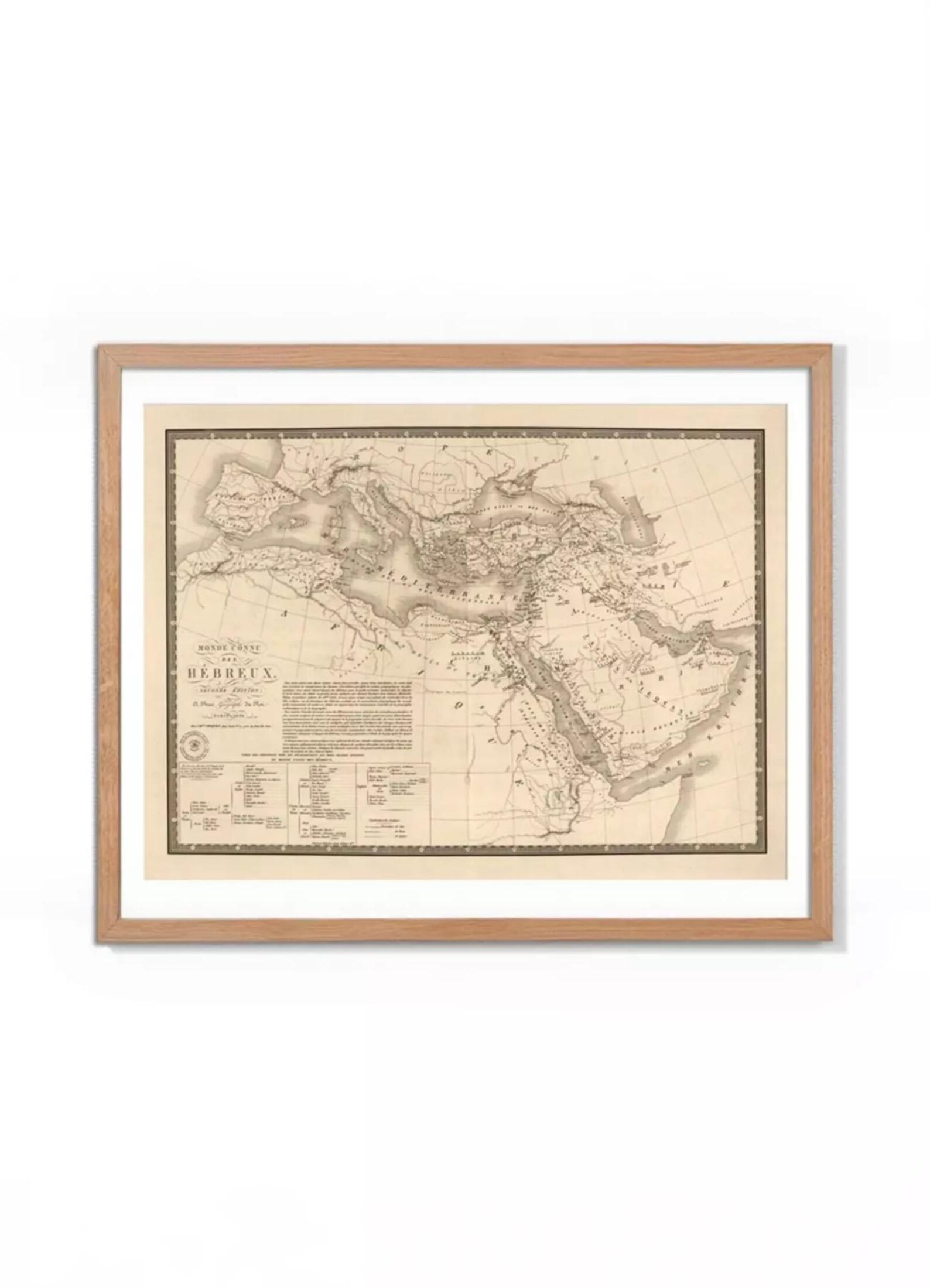 Vintage Hebrew World Map Print: Antique Style Wall Decor - Etsy