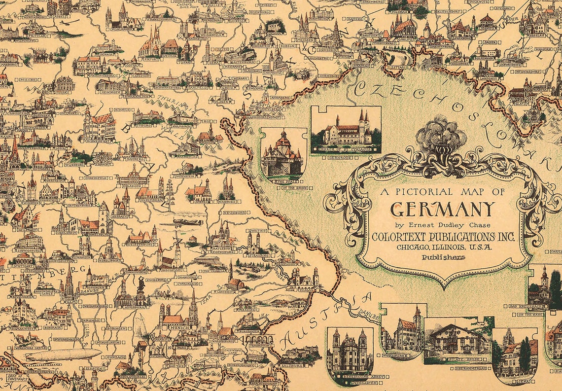 Map of Germany Poster Print Vintage Wall Decor Antique | Etsy