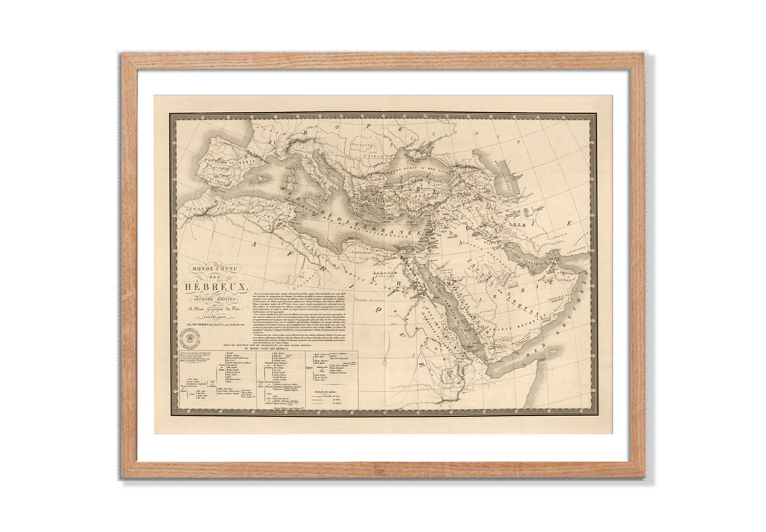 Hebrew World Map Vintage Poster Print on Matte Photo Paper | Etsy