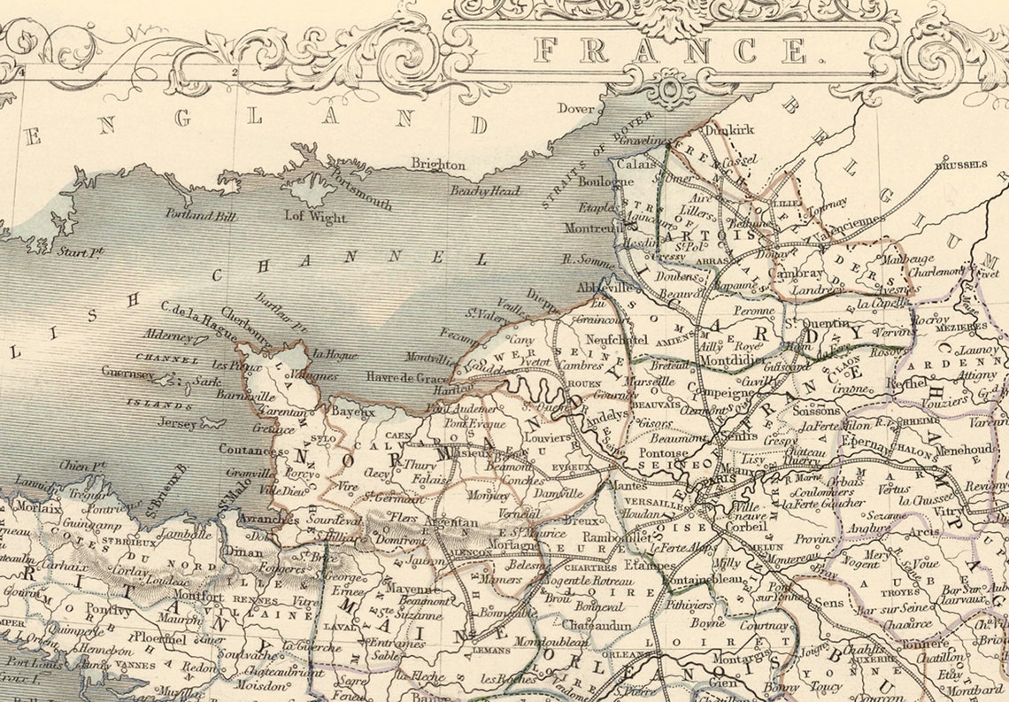 Map of France Roll Down Vintage Canvas Decorative Europe | Etsy