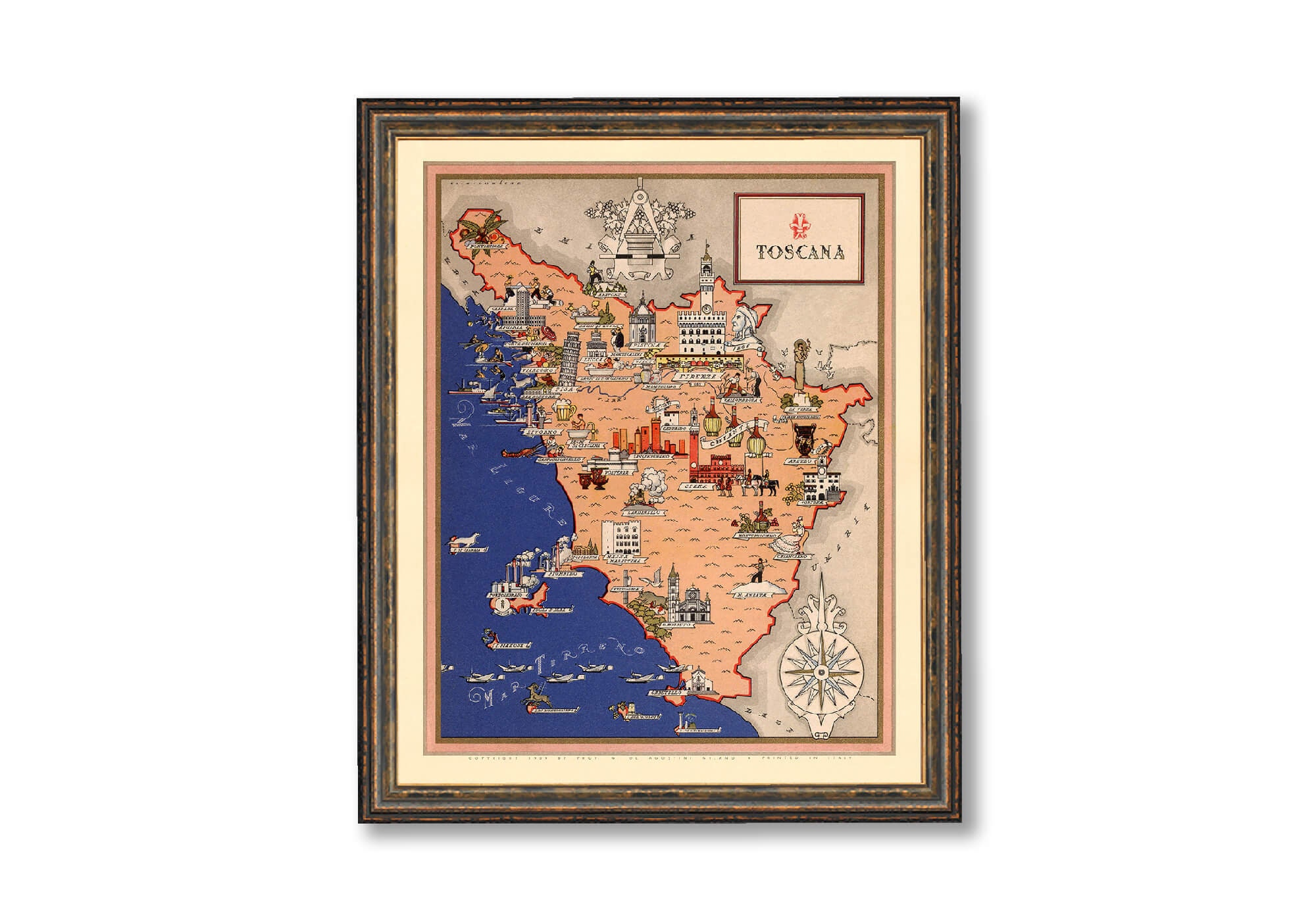 Map of Tuscany Italy Vintage European City Poster Print on - Etsy