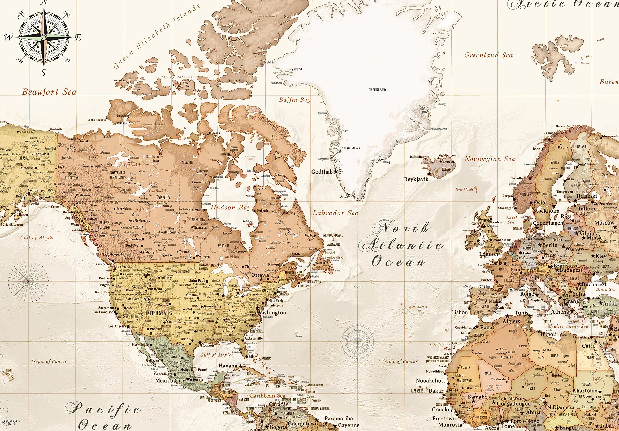 World Map Current up to Date Roll Down Canvas Decorative - Etsy