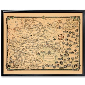 Map of Germany Poster Print Vintage Wall Decor Antique European City ...
