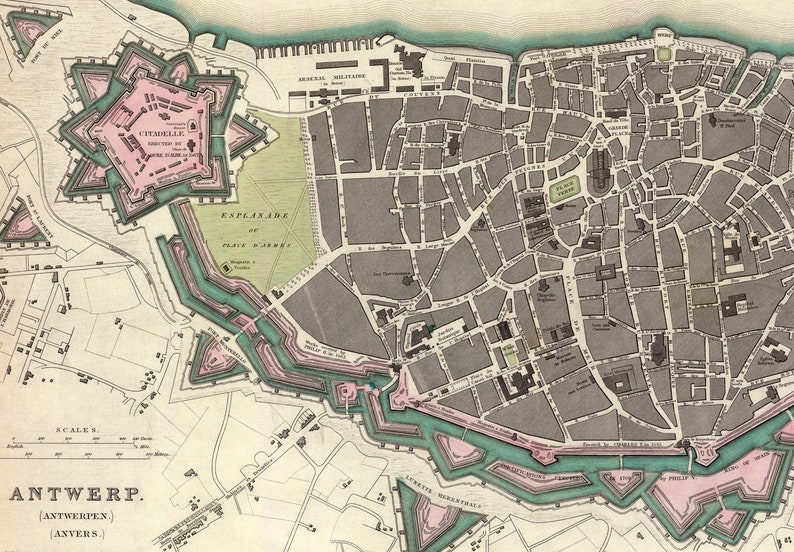 Map of Antwerp Vintage European City Poster Print on Matte - Etsy