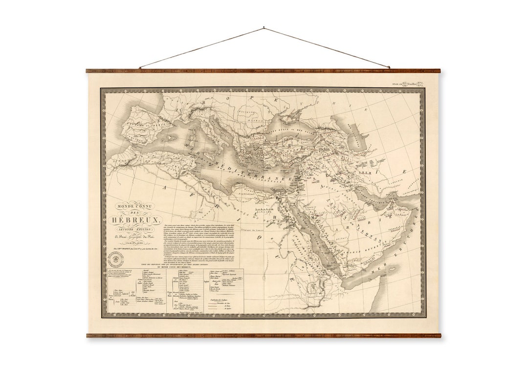 Hebrew World Map Canvas Scroll, Vintage 1835 Style - Etsy