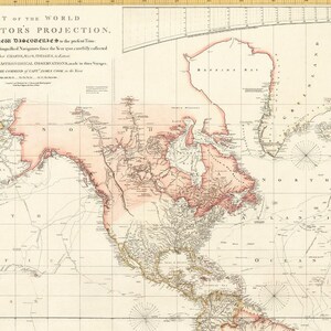 Vintage World Map Print - 1808 Explorers Chart, Old Style - Etsy