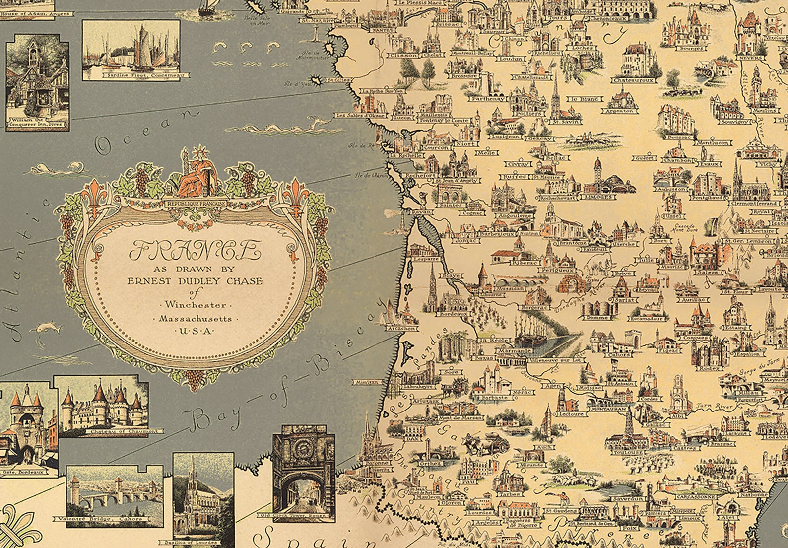 Map of France Vintage City Map on Ready to Hang Roll Down | Etsy