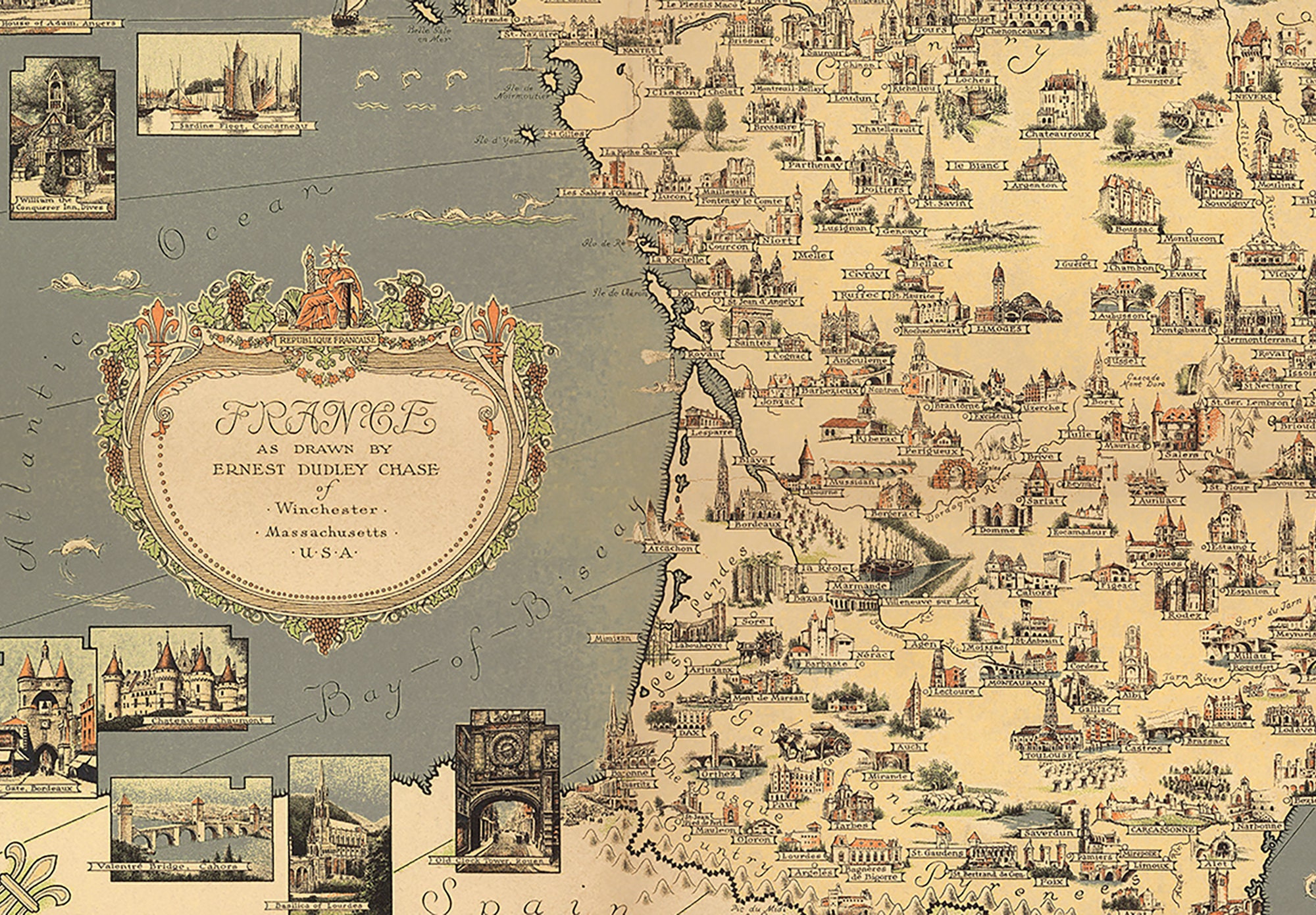 Map of France Vintage City Map on Ready to Hang Roll Down | Etsy