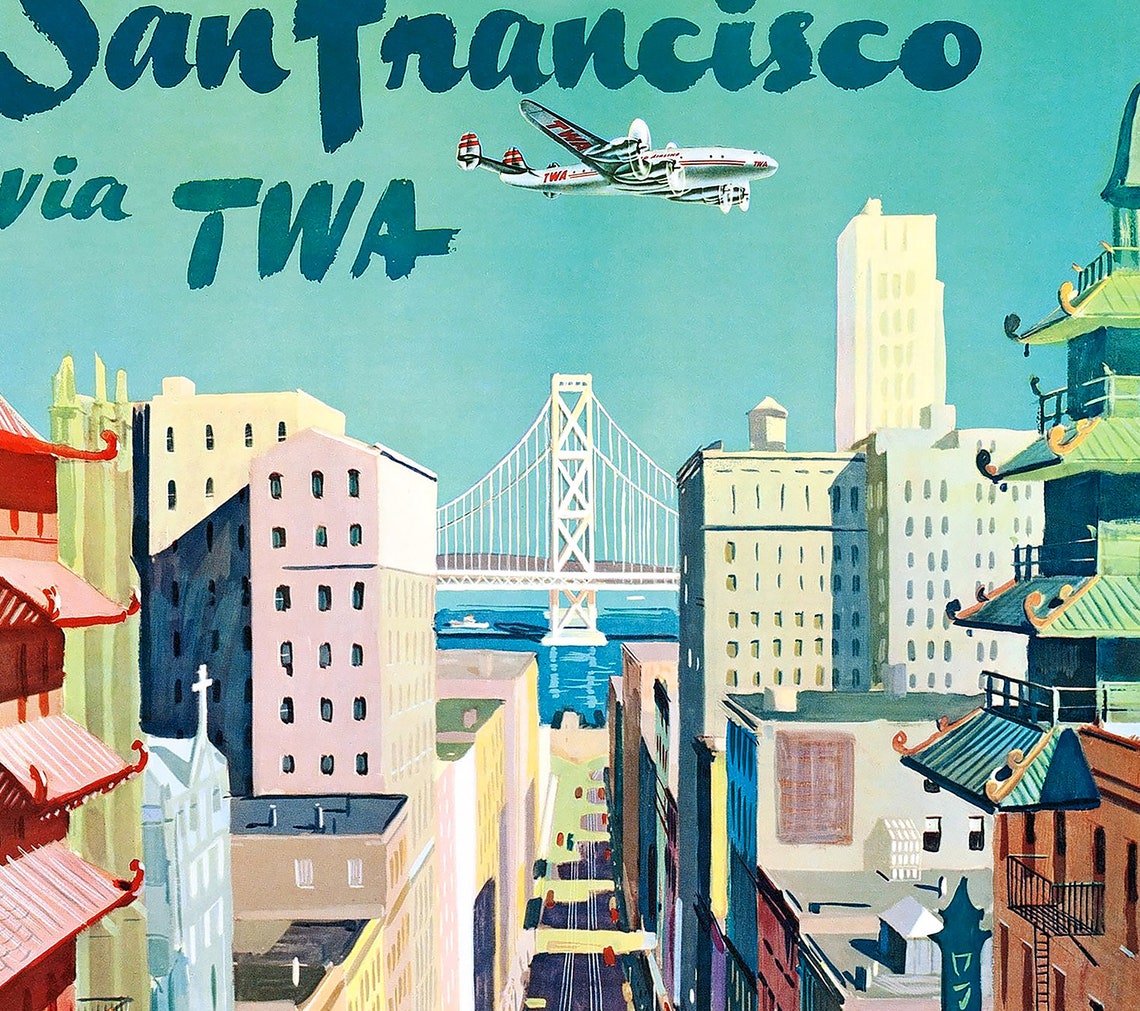 San Francisco TWA Vintage Poster Canvas Art Ready to Hang Wall - Etsy