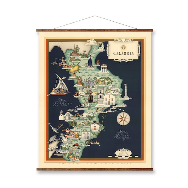Antique Map of Calabria - Etsy