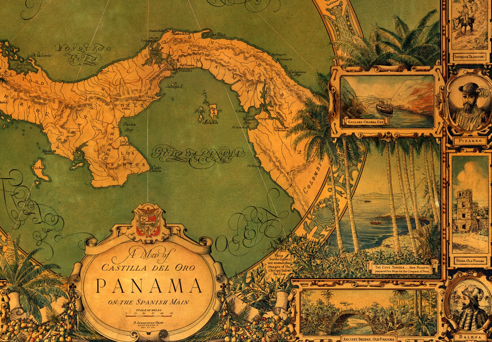 Mapa de Panamá Vintage Cartel Mate Foto Impresión de Papel | Etsy