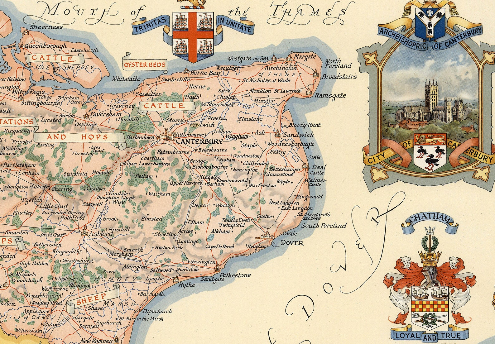 Map of Kent England Poster Print Vintage Home Wall Map Decor - Etsy