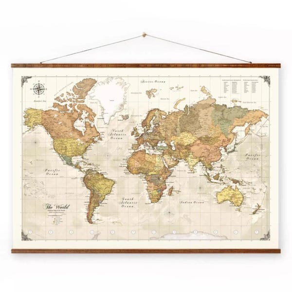 World Map Wall Art - Etsy