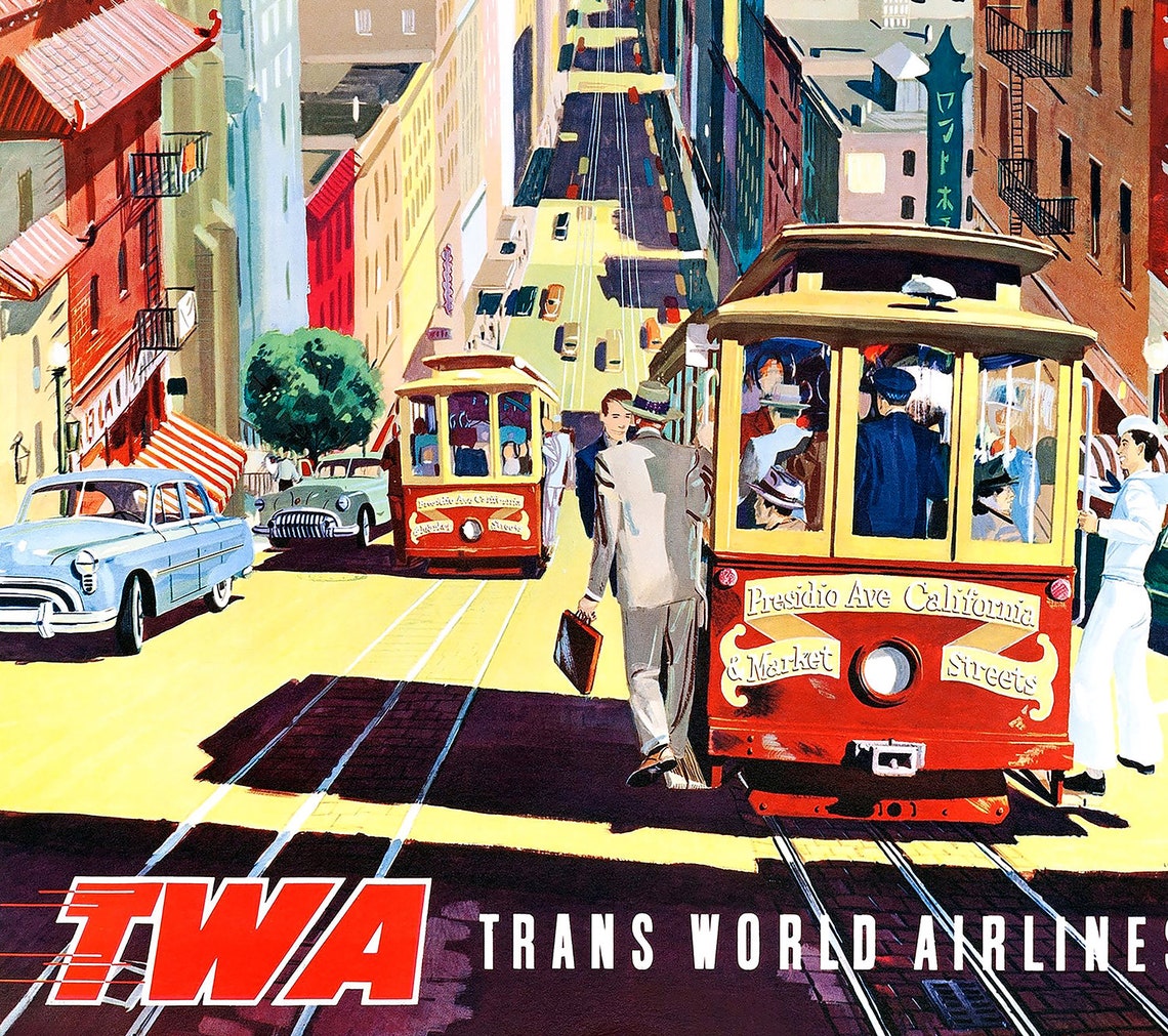 San Francisco TWA Vintage Poster Canvas Art Ready to Hang Wall - Etsy