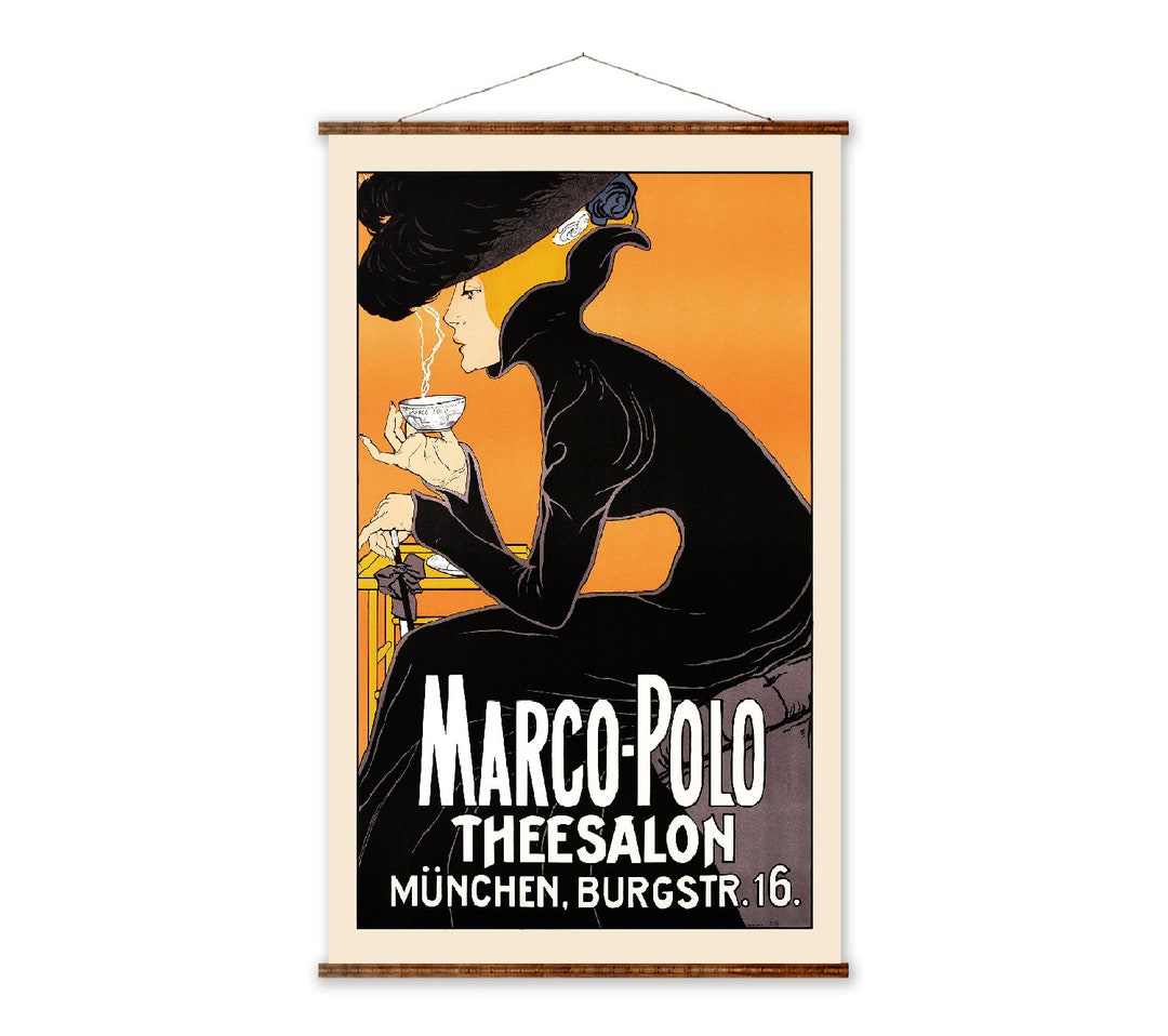Marco Polo Theesalon Vintage Poster Canvas Art Ready to Hang Wall Decor ...