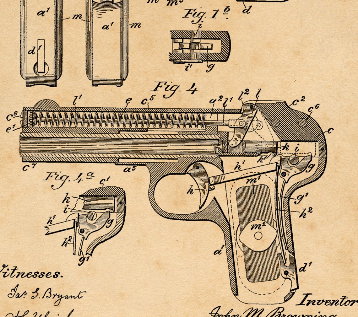 Gun Vintage Patent Illustrations Industrial Decorative Print - Etsy UK