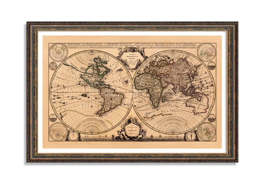 Vintage Old World Map Poster Print Restoration Hardware Style Wall Map ...