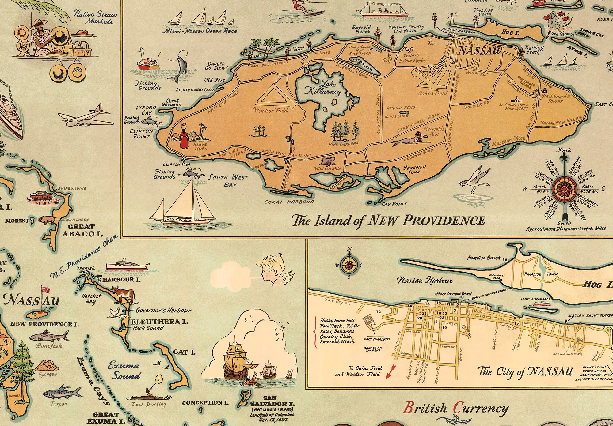 The Islands of the Bahamas Map Poster Print Vintage Wall Map | Etsy