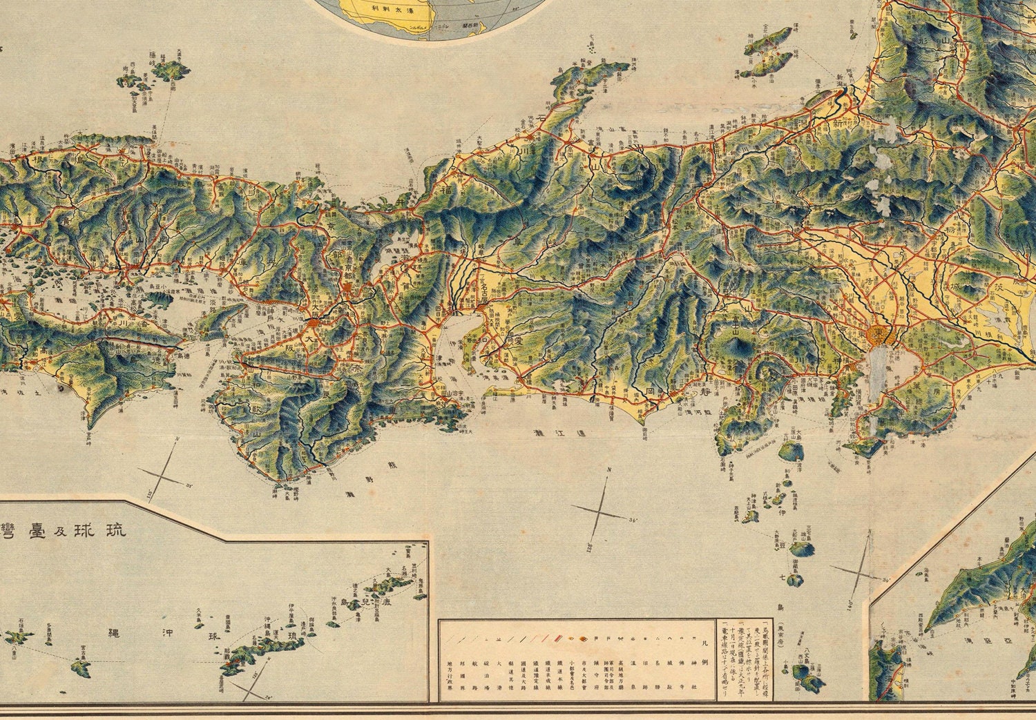 Vintage Japan Canvas Map: Antique Scroll Style Wall Art - Etsy