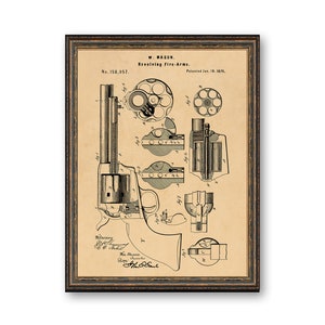 Revolving Firearm Gun Vintage Patent Illustrations Industrial ...
