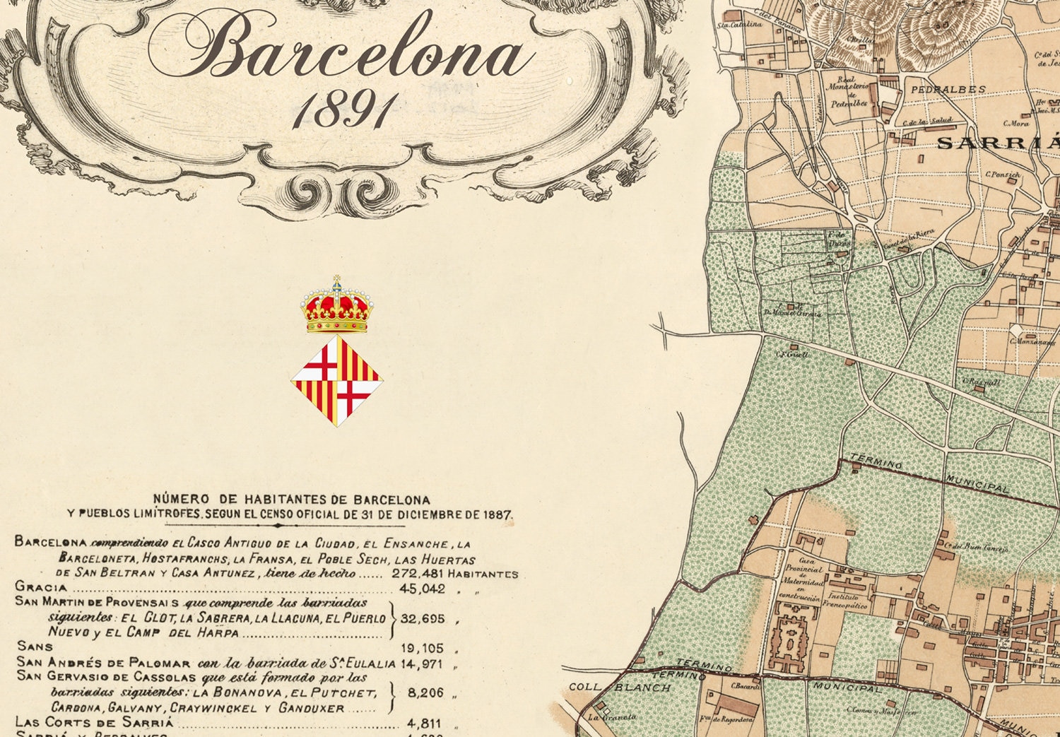 Vintage Barcelona Map Scroll – Antique City Wall Hanging - Etsy