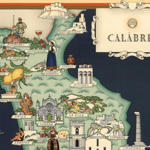 Calabria Italy Vintage Map: Ready to Hang Canvas Scroll - Etsy