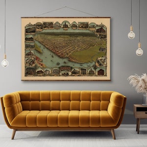 Map of Eureka Canvas Decorative Scroll Map Vintage Color Country Home ...