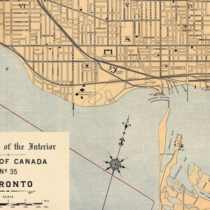 Toronto Canada Map Vintage City Map on Ready to Hang Roll Down Canvas ...