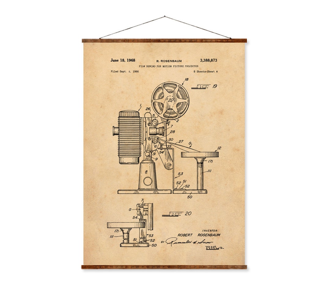 Motion Picture Projector Patent Wall Art - Vintage Industrial Scroll - Etsy