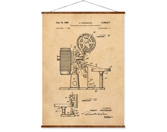 Motion Picture Projector Patent Wall Art - Vintage Industrial Scroll - Etsy
