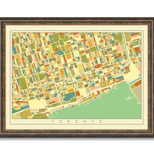Toronto City Mosaic Art Map Print Vintage Colored Map Modern Home Wall ...