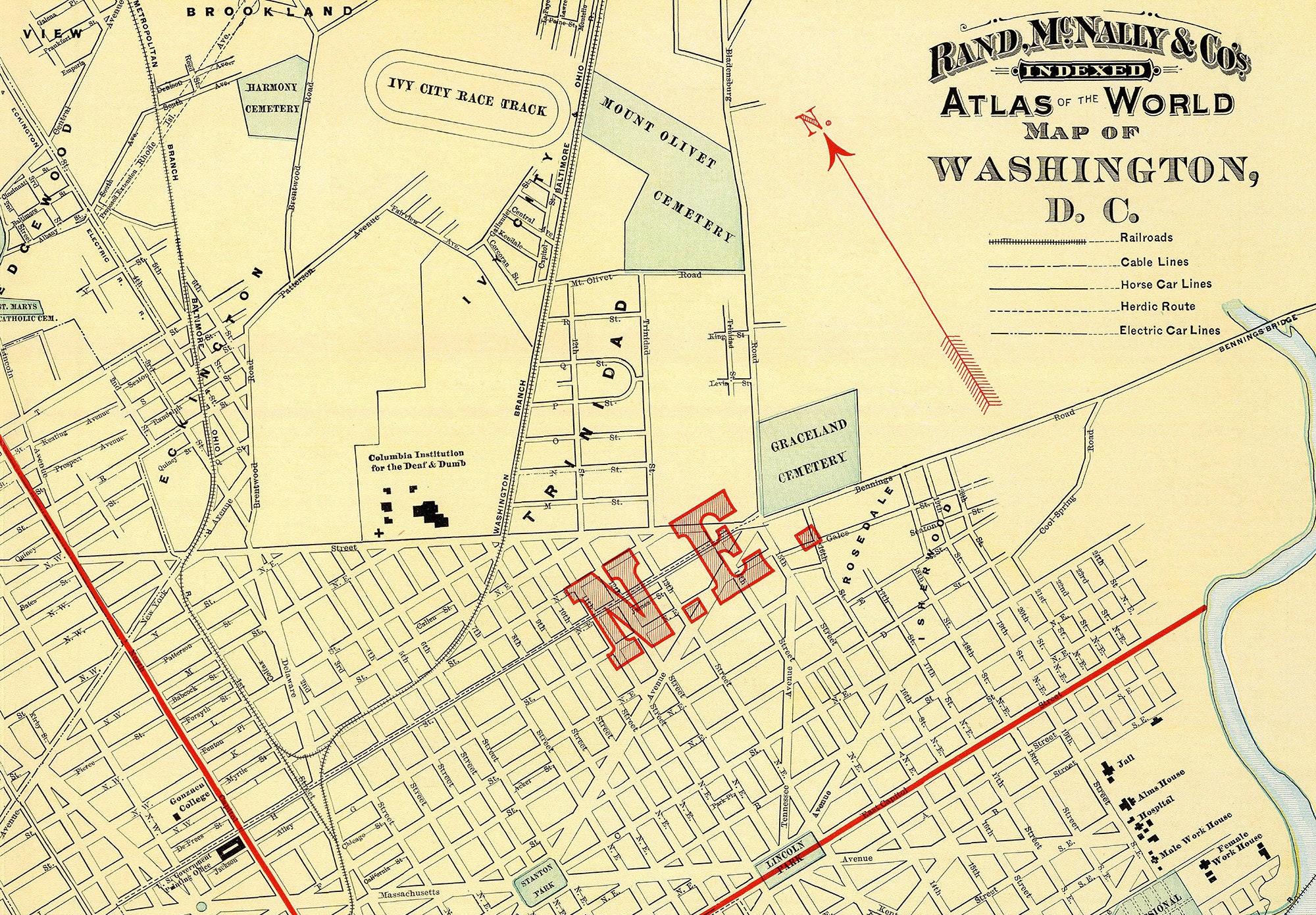 Washington DC Atlas Map Vintage Colored on Ready to Hang Roll | Etsy