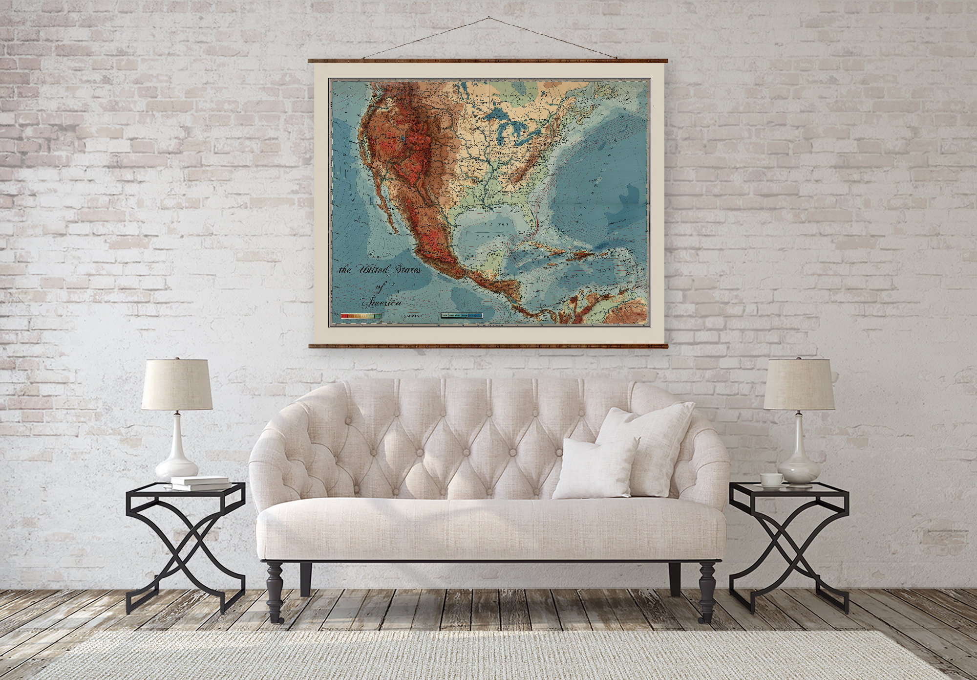 US Haack Hermann Map Vintage City Map on Ready to Hang Roll | Etsy