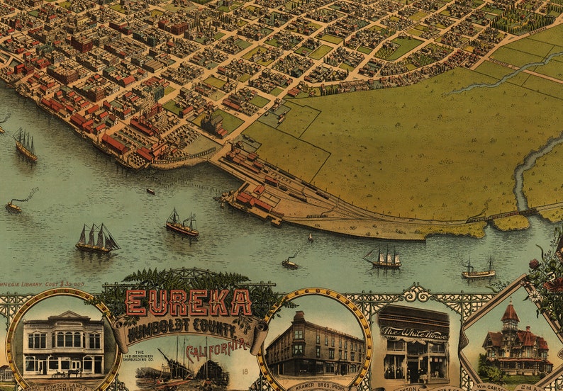 Map of Eureka Canvas Decorative Scroll Map Vintage Color - Etsy