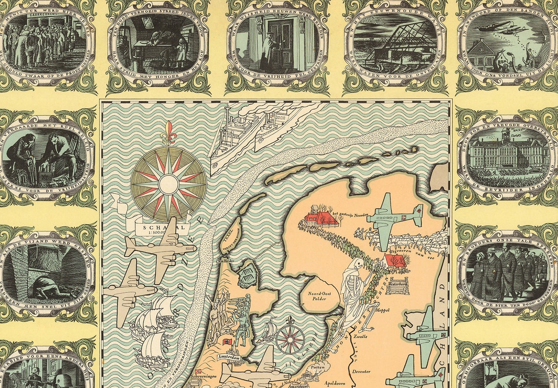 Map of Nederland Vintage Colored Map Country Home Wall Decor - Etsy