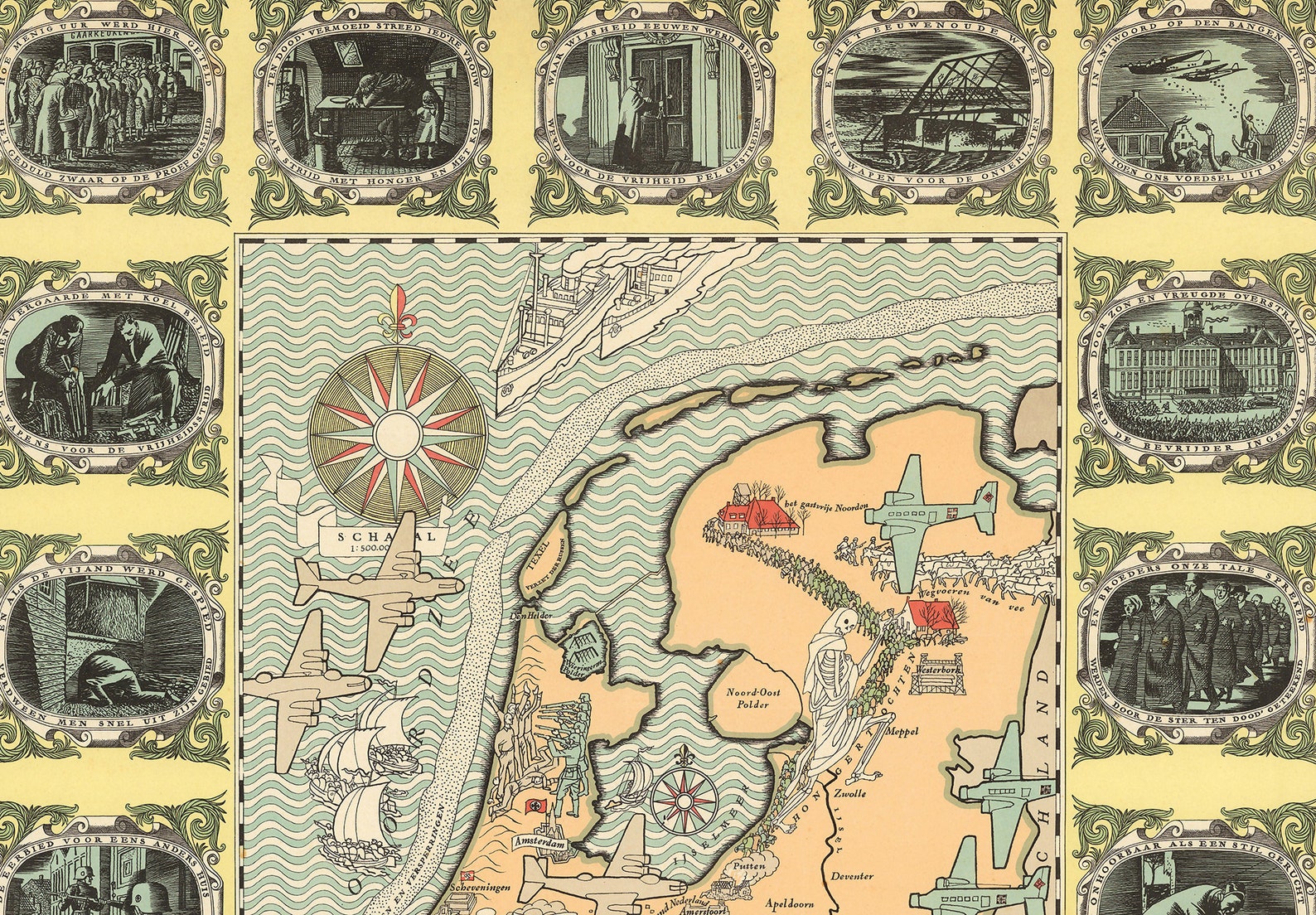 Map of Nederland Vintage Colored Map Country Home Wall Decor - Etsy