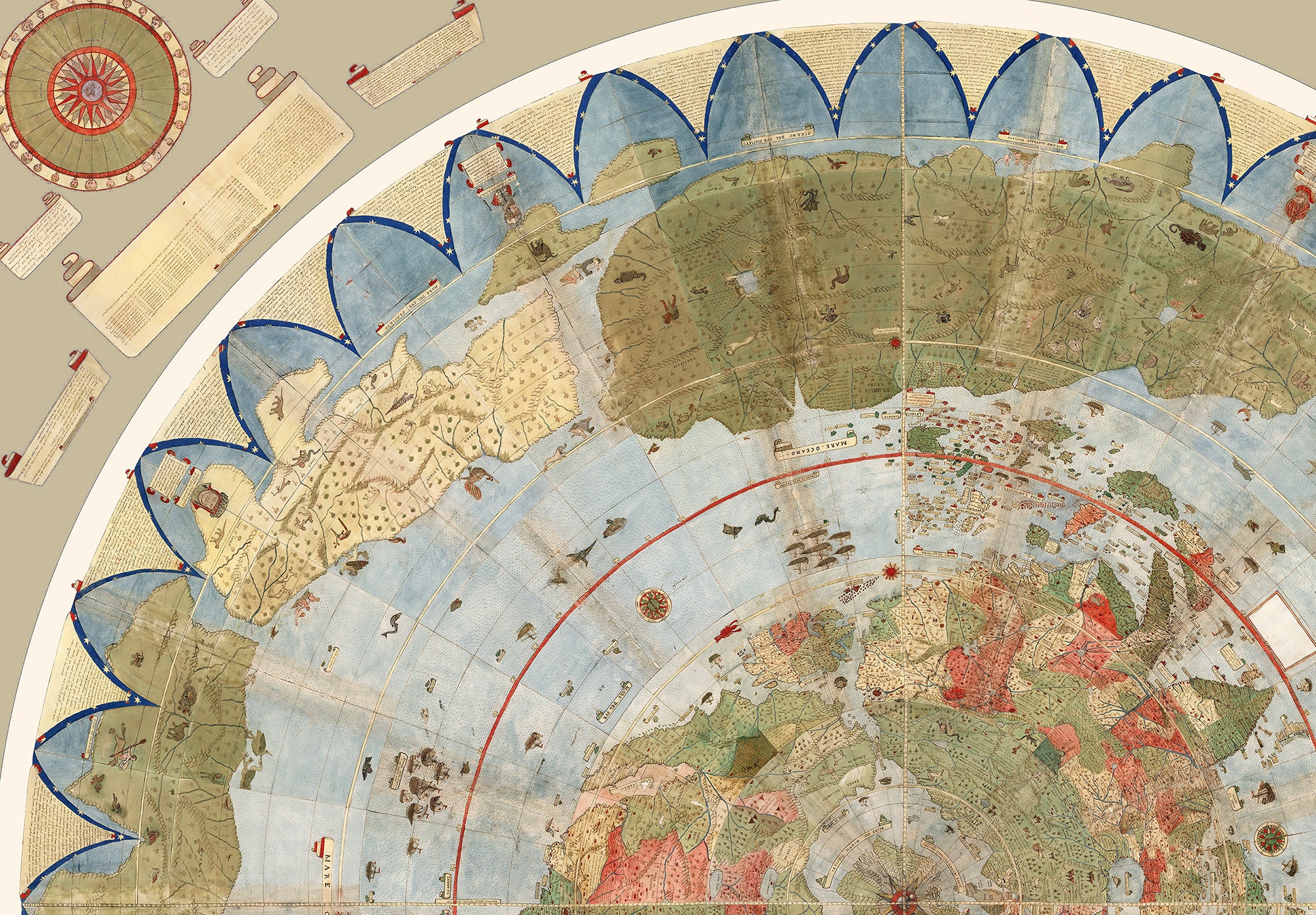 Vintage Earth Map 14th Century Map on Ready to Hang Roll Down | Etsy