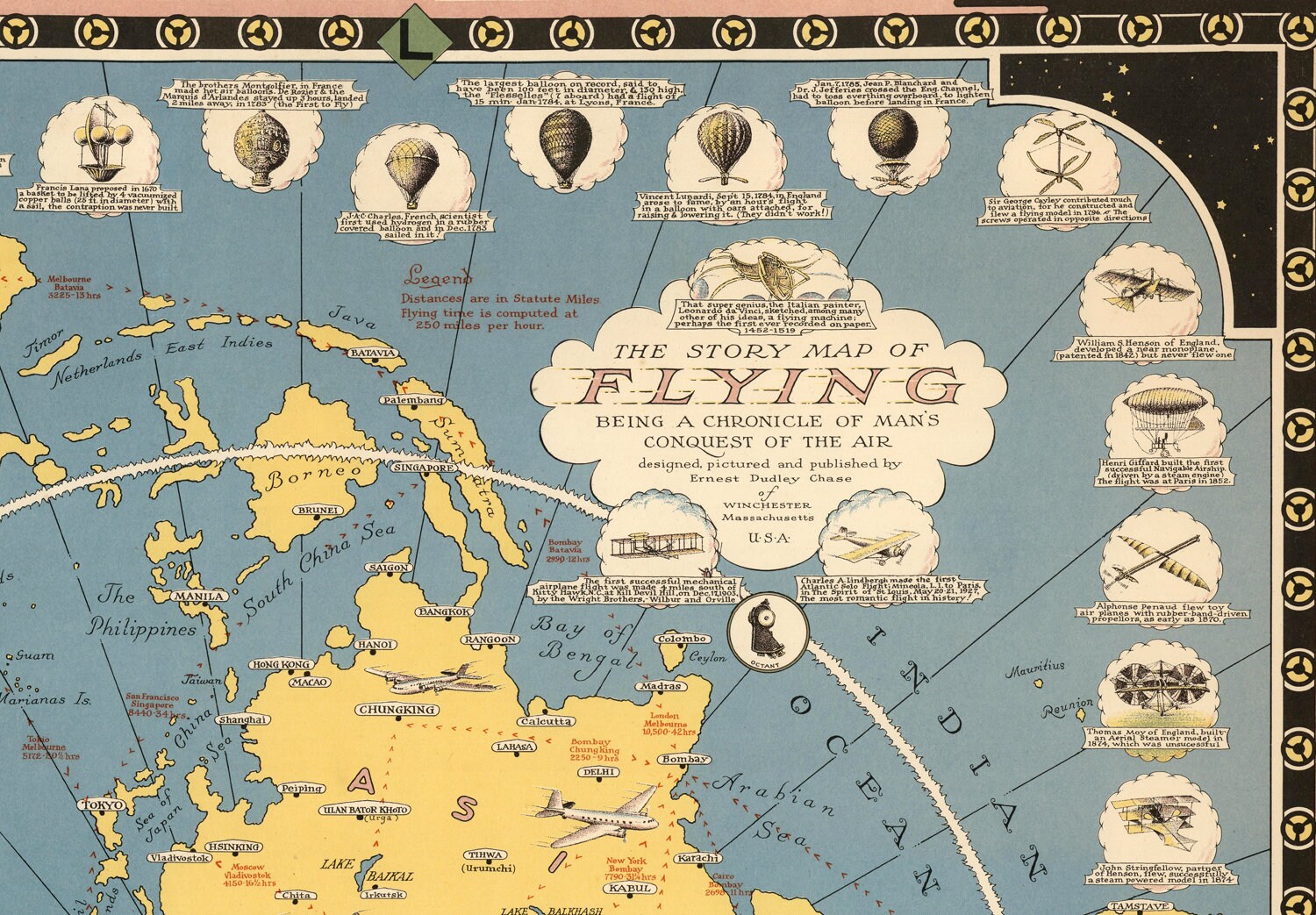 Map of Flying Vintage Pictorial Poster Print on Matte Paper - Etsy Canada