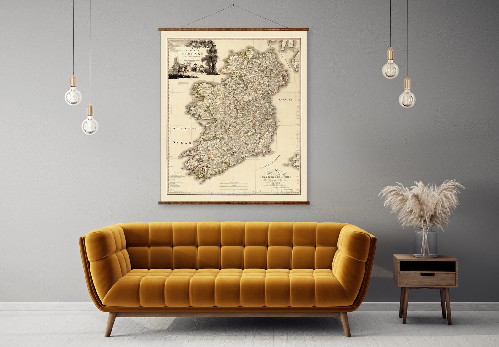 Map of Ireland 1797 Canvas Decorative Scroll Map Vintage Colored ...