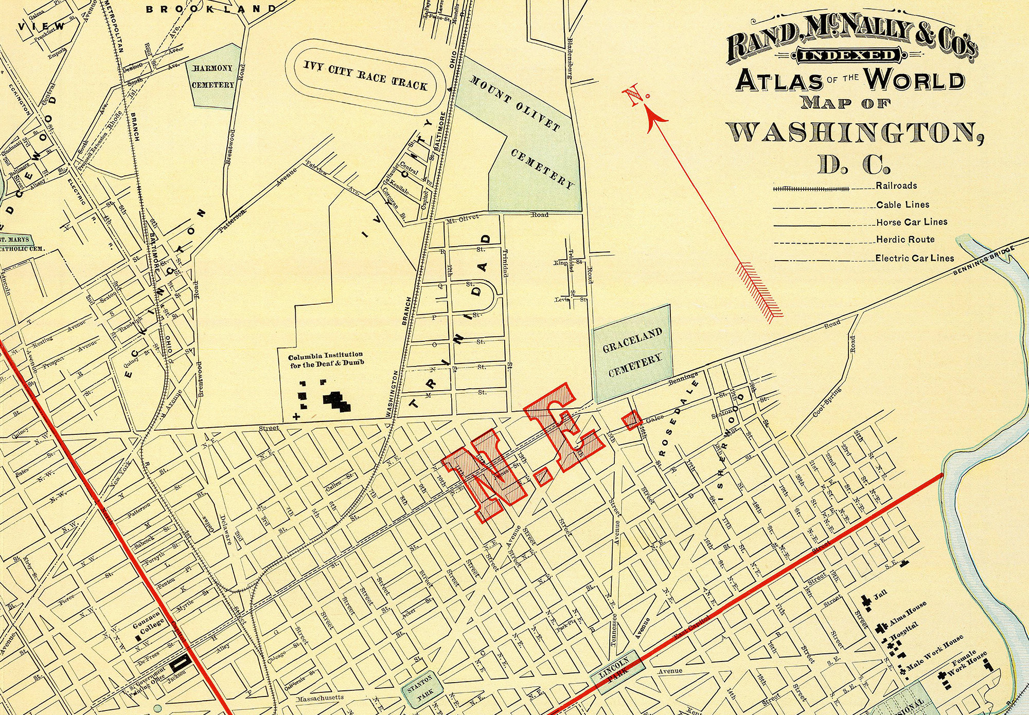 Washington DC Atlas Map Poster Print Vintage Colored Home Wall - Etsy