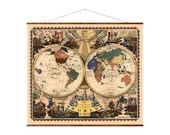 Vintage Old World Map on Canvas Decorative Wall Scroll - Etsy