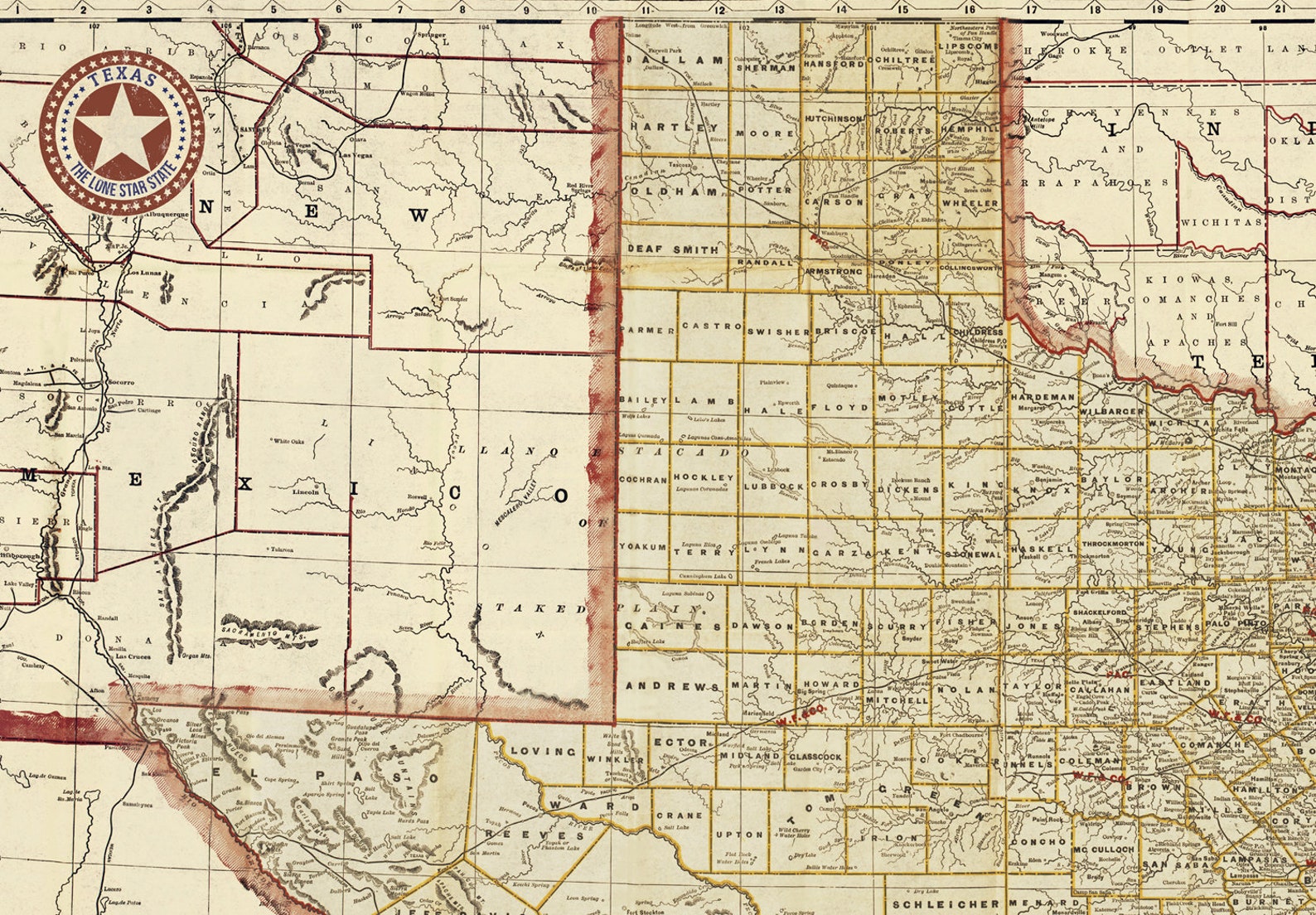 Antique Map of Texas Vintage Roll Down Map on Ready to Hang | Etsy