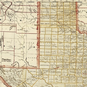 Antique Map of Texas Vintage Roll Down Map on Ready to Hang Canvas ...