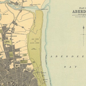 Map of Aberdeen Vintage City Map on Ready to Hang Roll Down Canvas ...